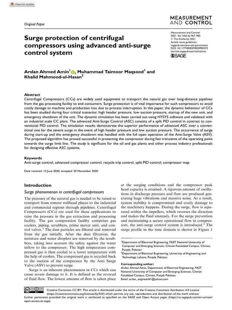Advanced Surge Control for Compressors | PDF | Control Theory ...