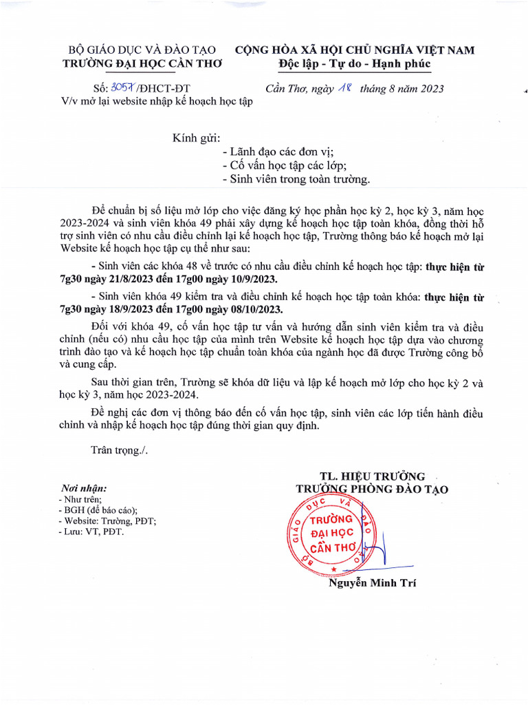 CV3057 - Mo Lai Website Nhap KHHT HK2 - HK3 NH 2023 - 2024 | PDF