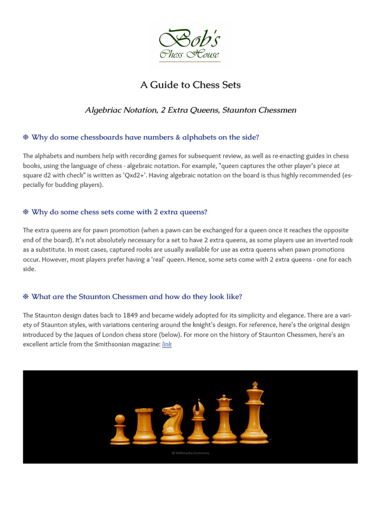 Essential Guide to Chess Sets | PDF | Chess | Game Theory