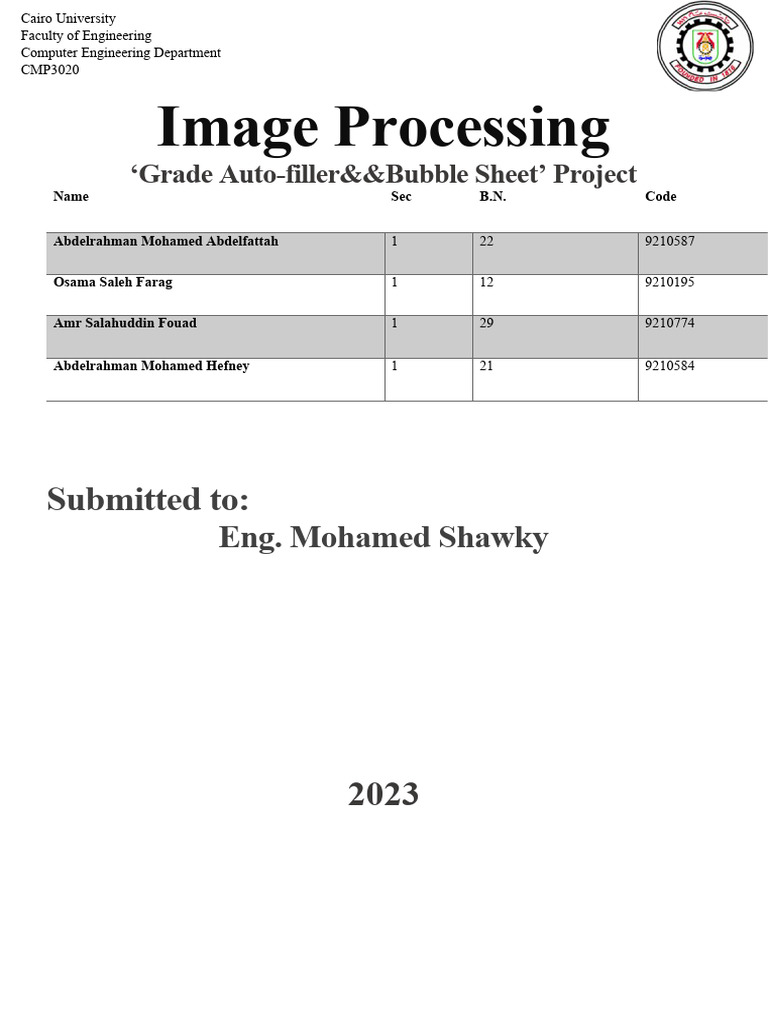 Image - Processing-Bubble - Sheet-And Grade Auto Filler | PDF