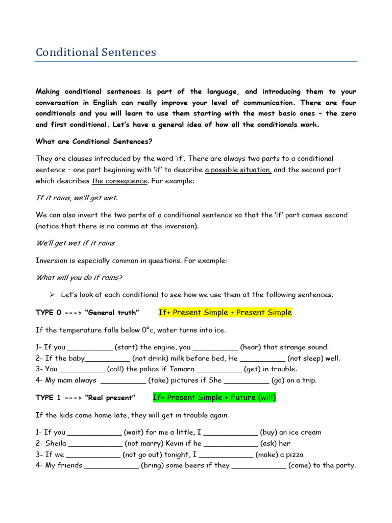 1 - Conditional Sentences - All Types | PDF