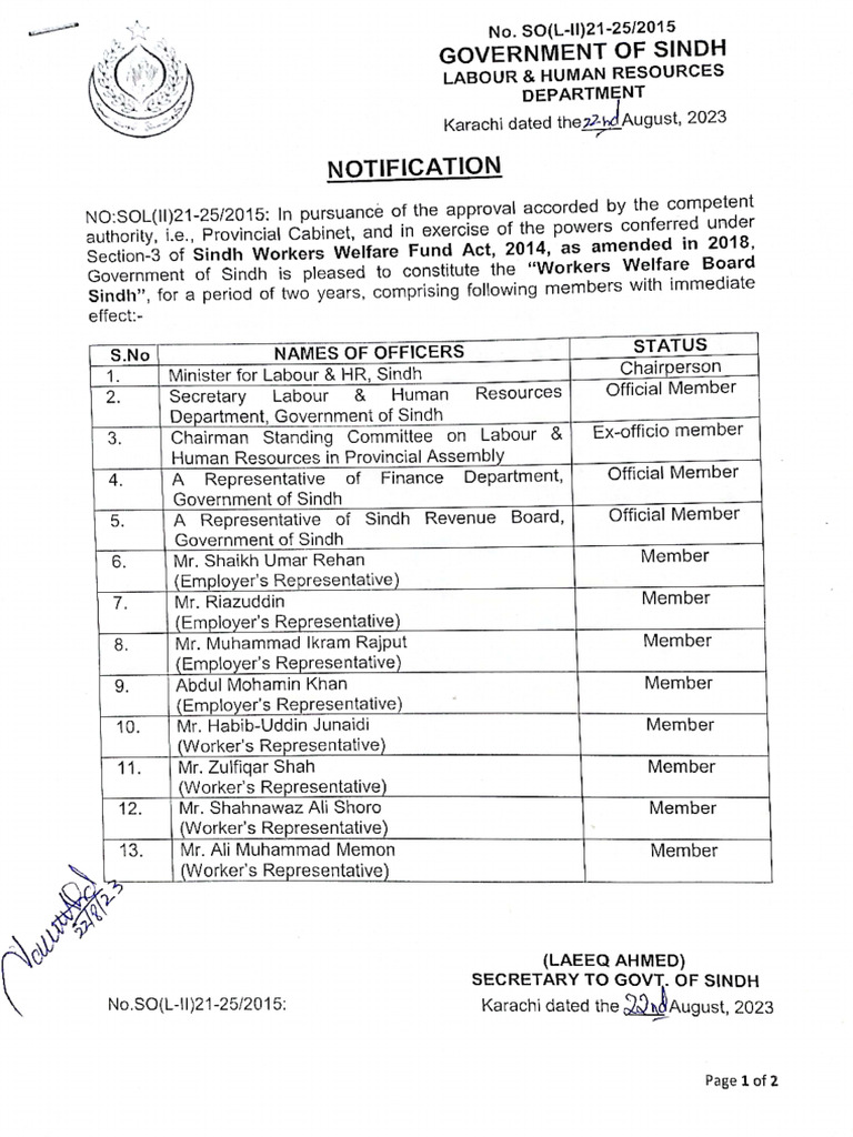 Notification of Governing Body (WWBS) (Revised 2023) | PDF