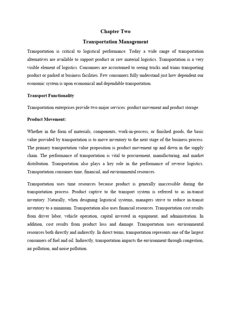 Chapter Two Logistic Pdf Logistics Transport