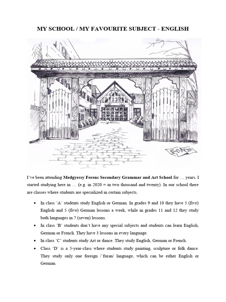 My School - My Favourite Subject - English | PDF