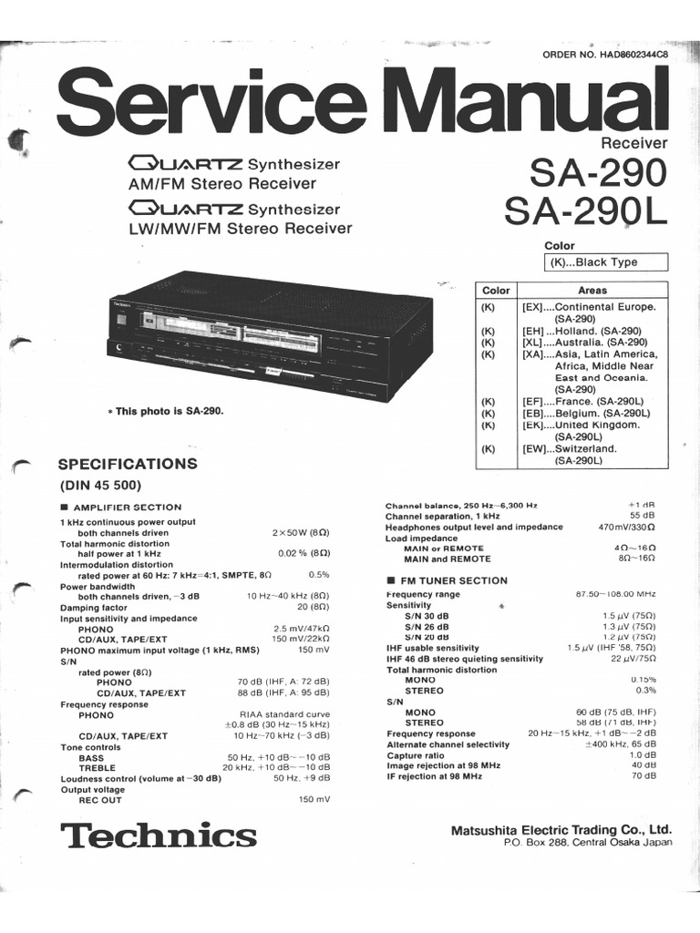 Technics Sa-290 290l SM | PDF