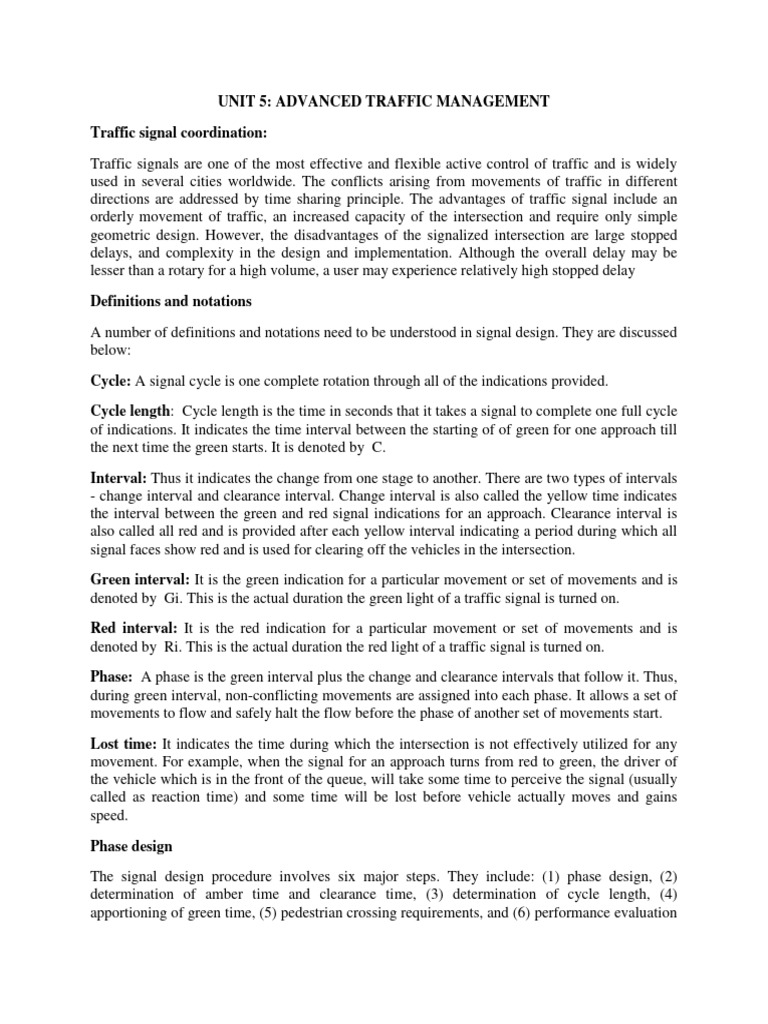 Unit 5 ADVANCED TRAFFIC MANAGEMENT | PDF | Traffic | Traffic Light