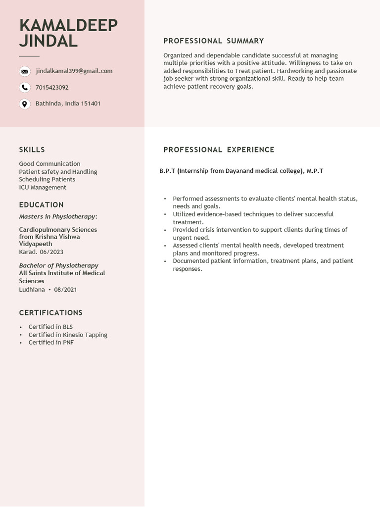 Kamaldeep Jindal Resume | PDF