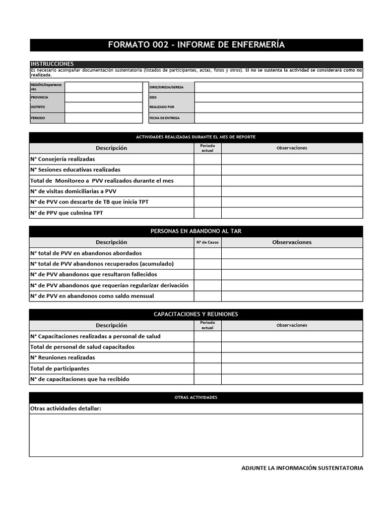 Formato 002 - Informe Para Enfermería | PDF