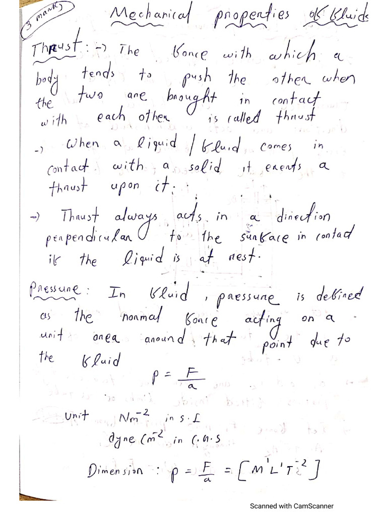 Mechanical Properties of Fluids 1st Year | PDF