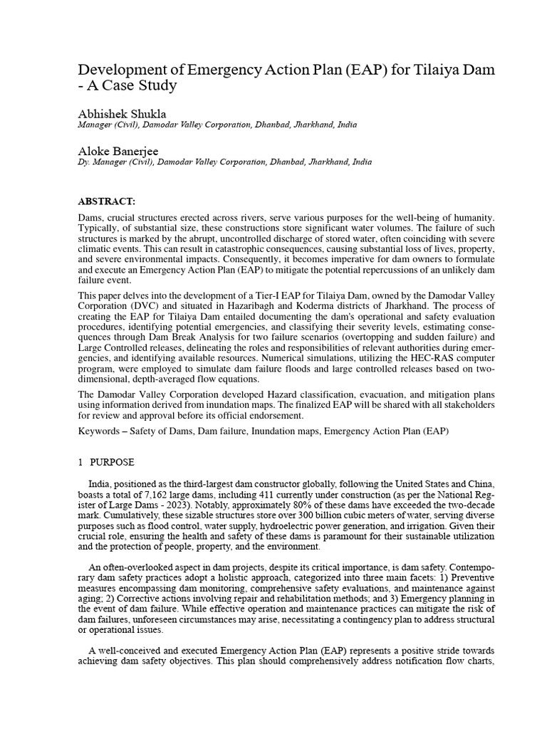 Tilaiya Dam Emergency Action Plan | PDF | Flood | Dam