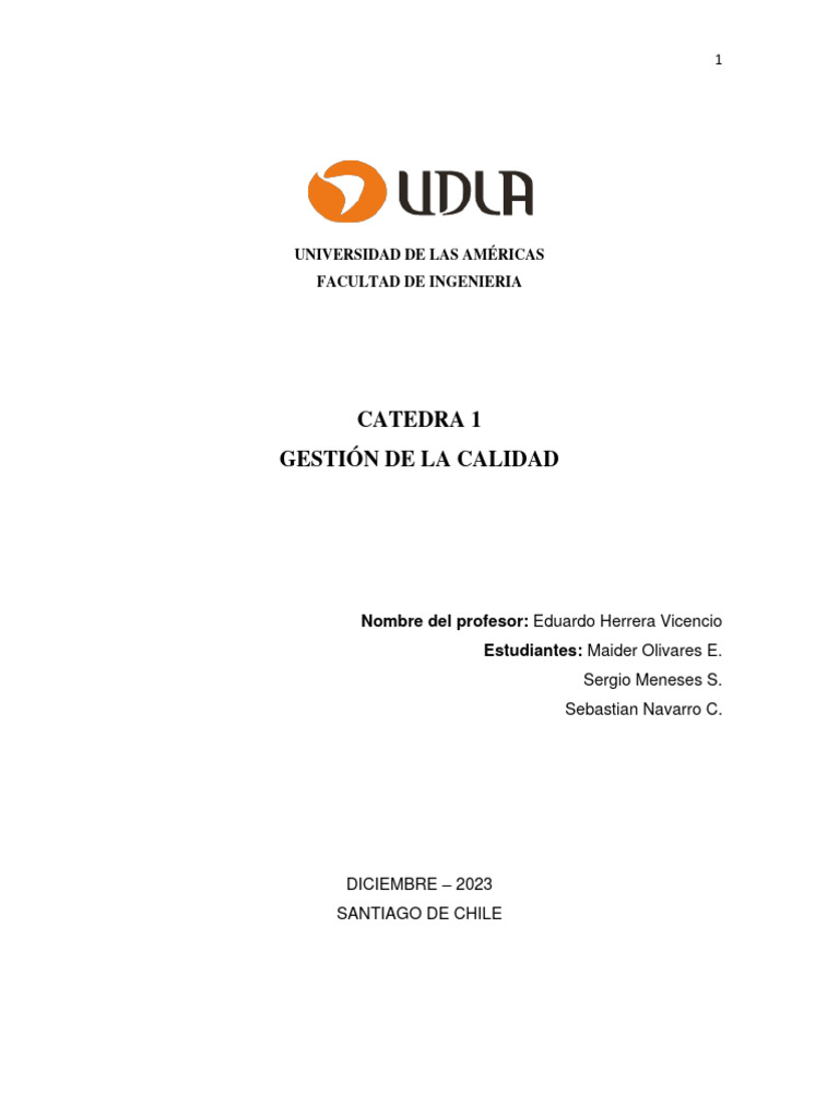 Catedra 1 Gestión de La Calidad | PDF
