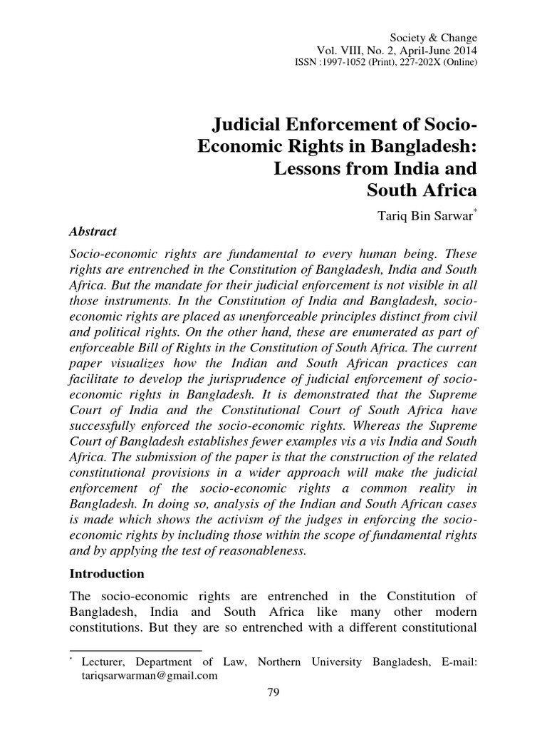 Judicial Enforcement of Socio-Economic Rights in Bangladesh | PDF