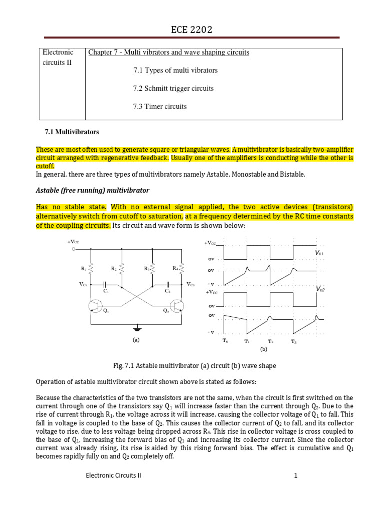 Chapter 7 Multi Vibrators and Wave Shaping Circuits | PDF