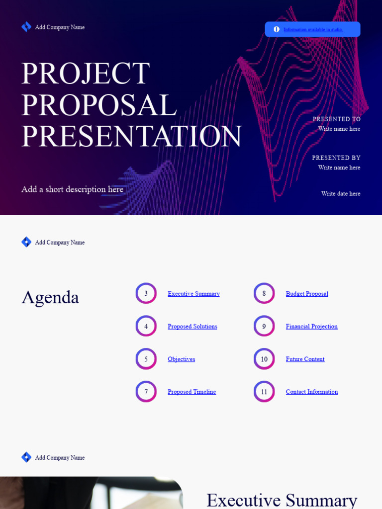 Project Proposal Business Presentation in Dark Blue Pink Abstract Tech ...