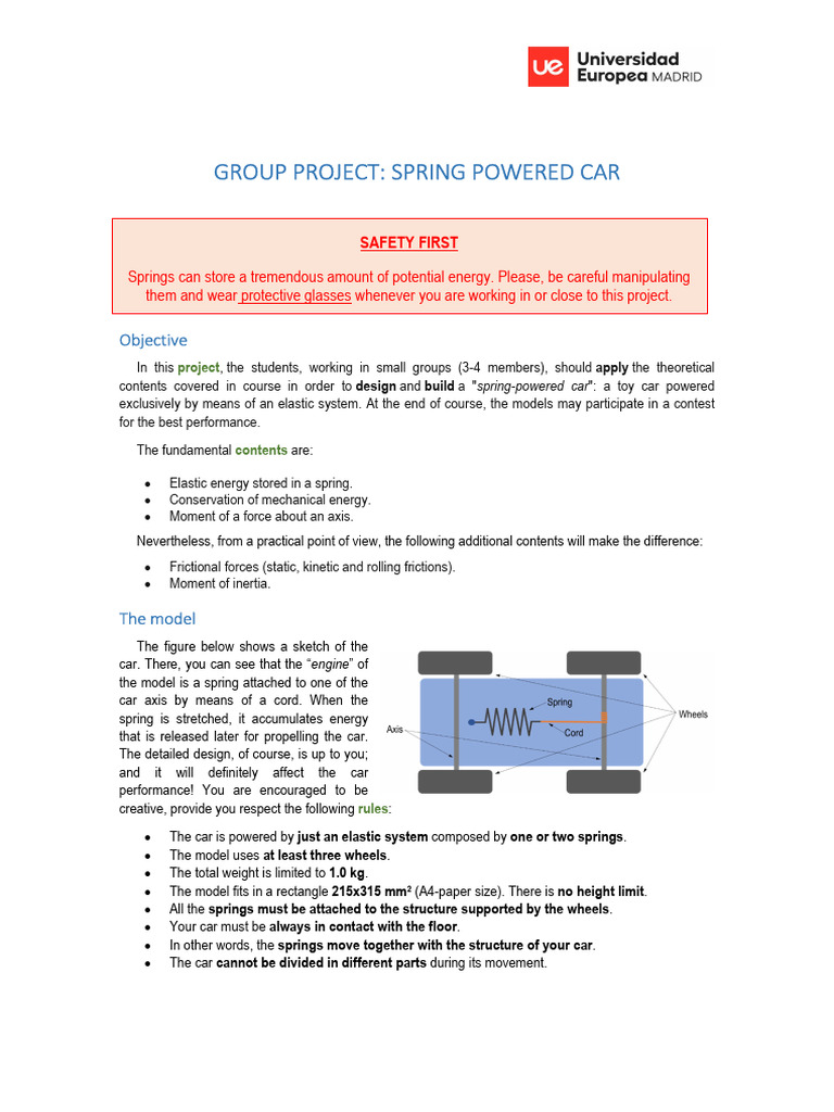Spring-Powered Car Project Guide | PDF | Friction | Force