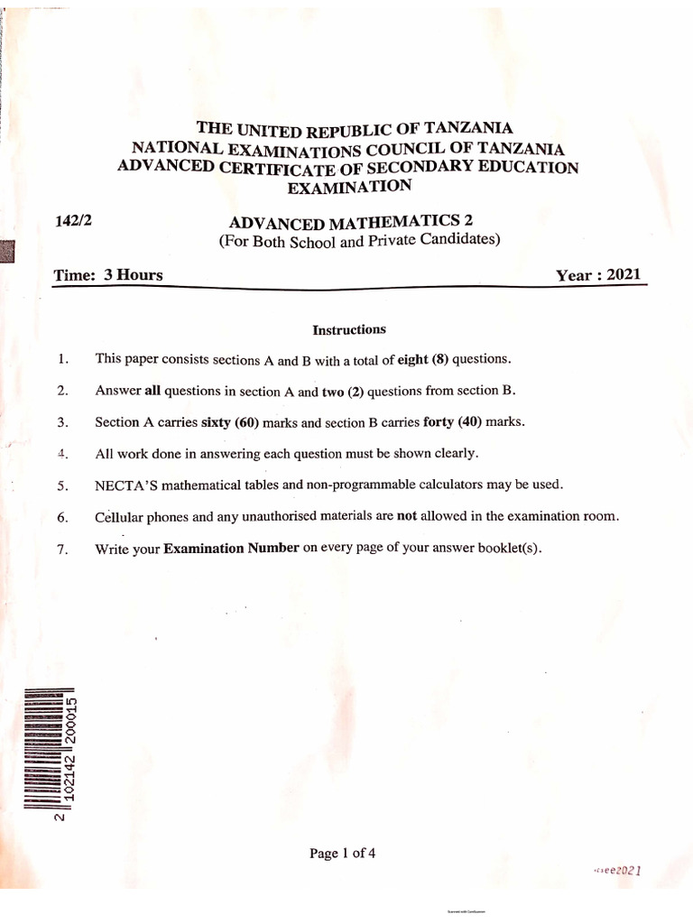 Advanced Mathematics 2 1 1 | PDF