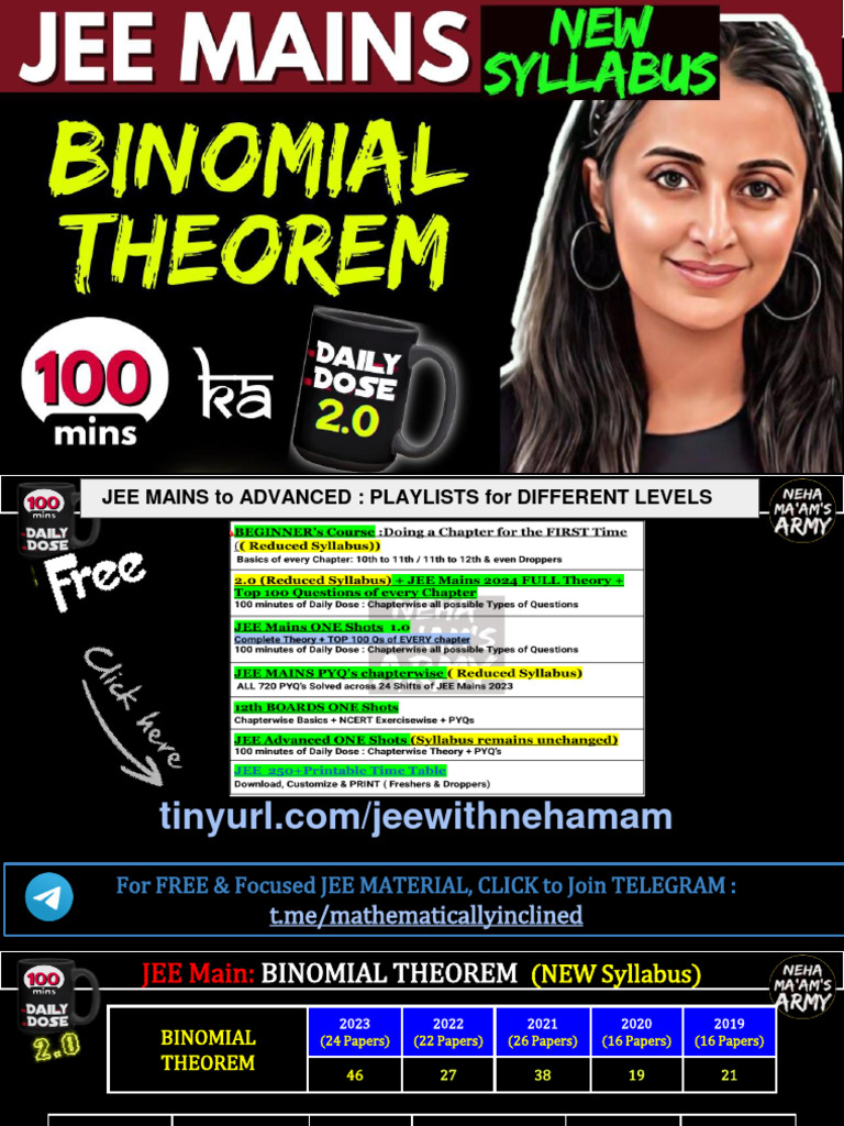 2.0 Jee (Main) Binomial Theorem (New Syllabus) | PDF | Numbers | Mathematical Concepts