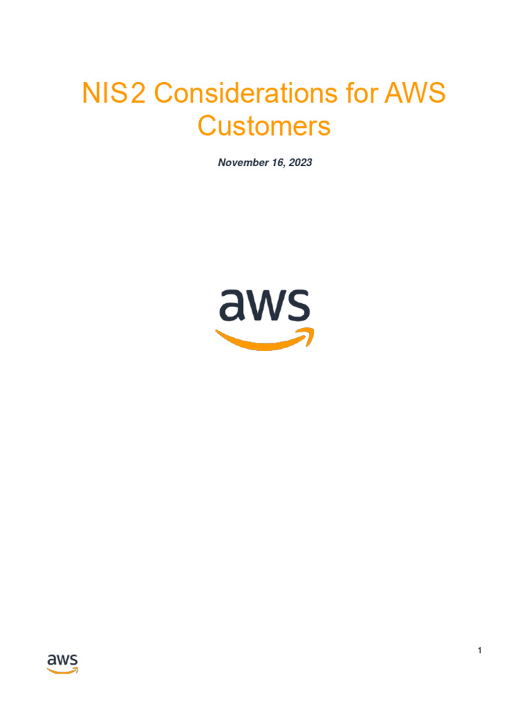 NIS 2 Considerations For AWS Customers PDF Amazon Services
