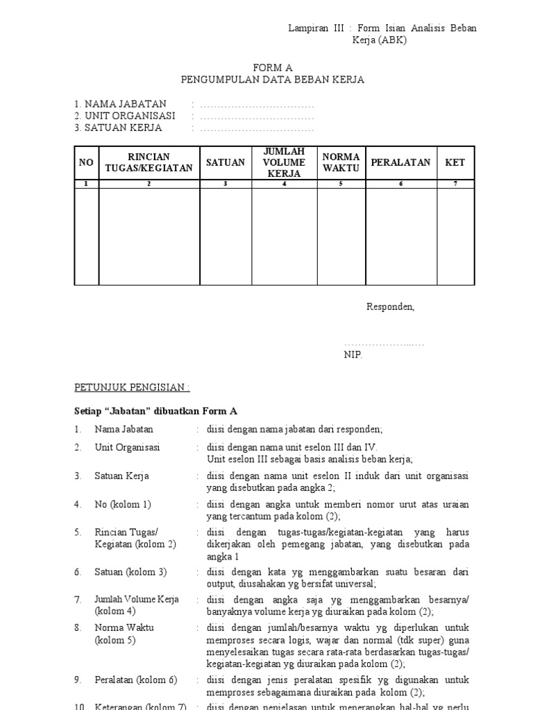 Form Semua ABK Dan Petunjuk | PDF