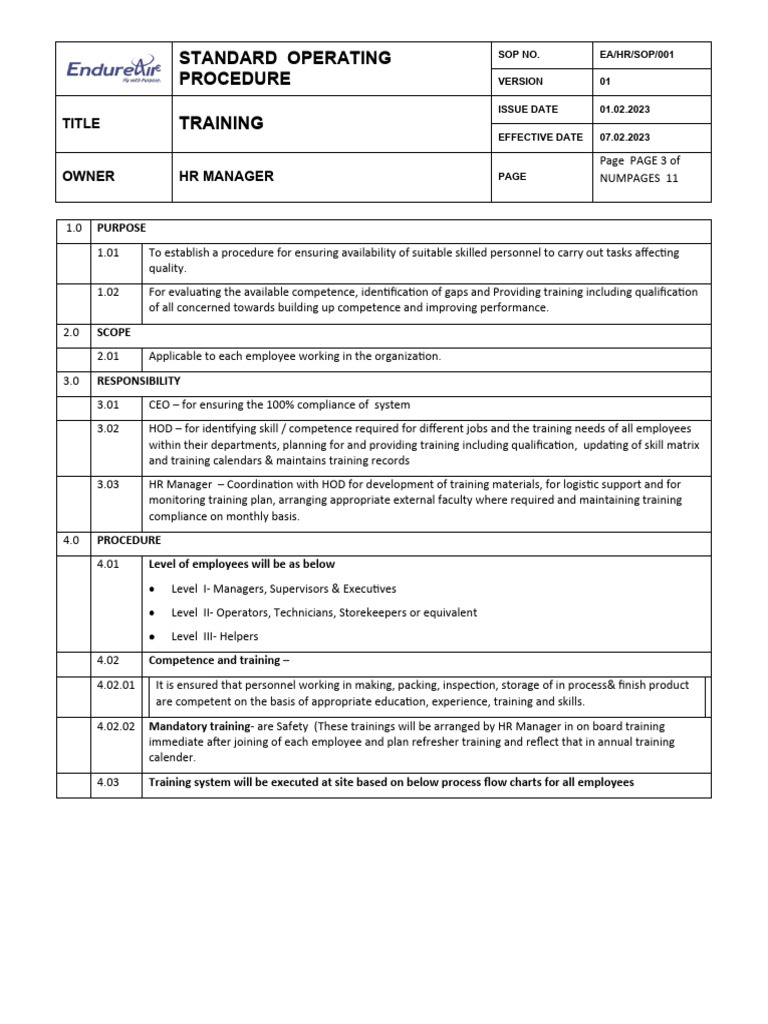 Employee Training SOP | PDF | Employment | Business