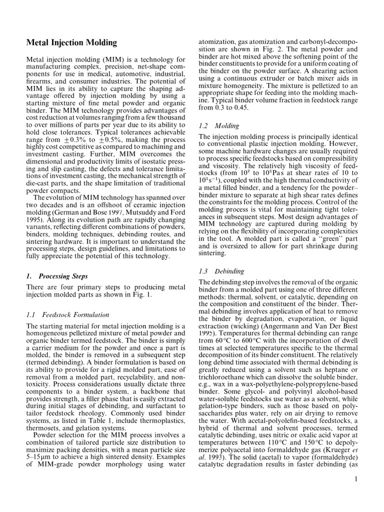 Metal Injection Molding | PDF | Sintering | Steel