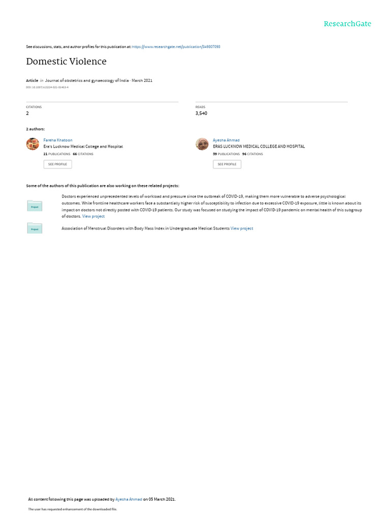 Domestic Violence | PDF