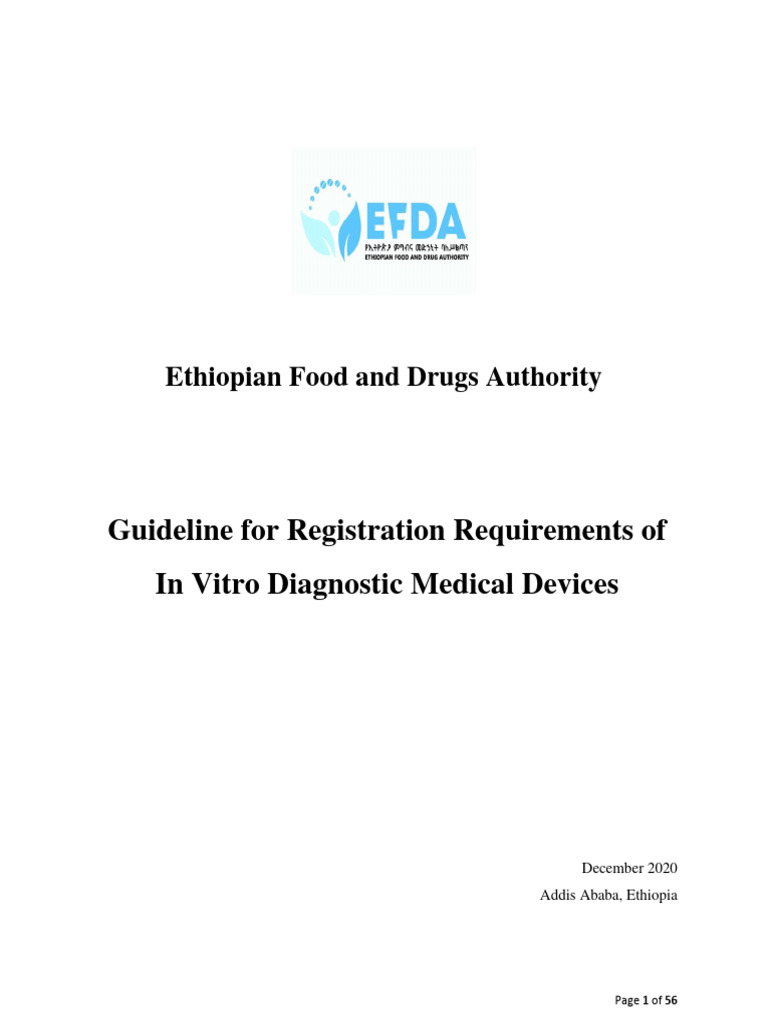 EFDA - Guidelines For IVD Registration Requirements | PDF | Medical ...