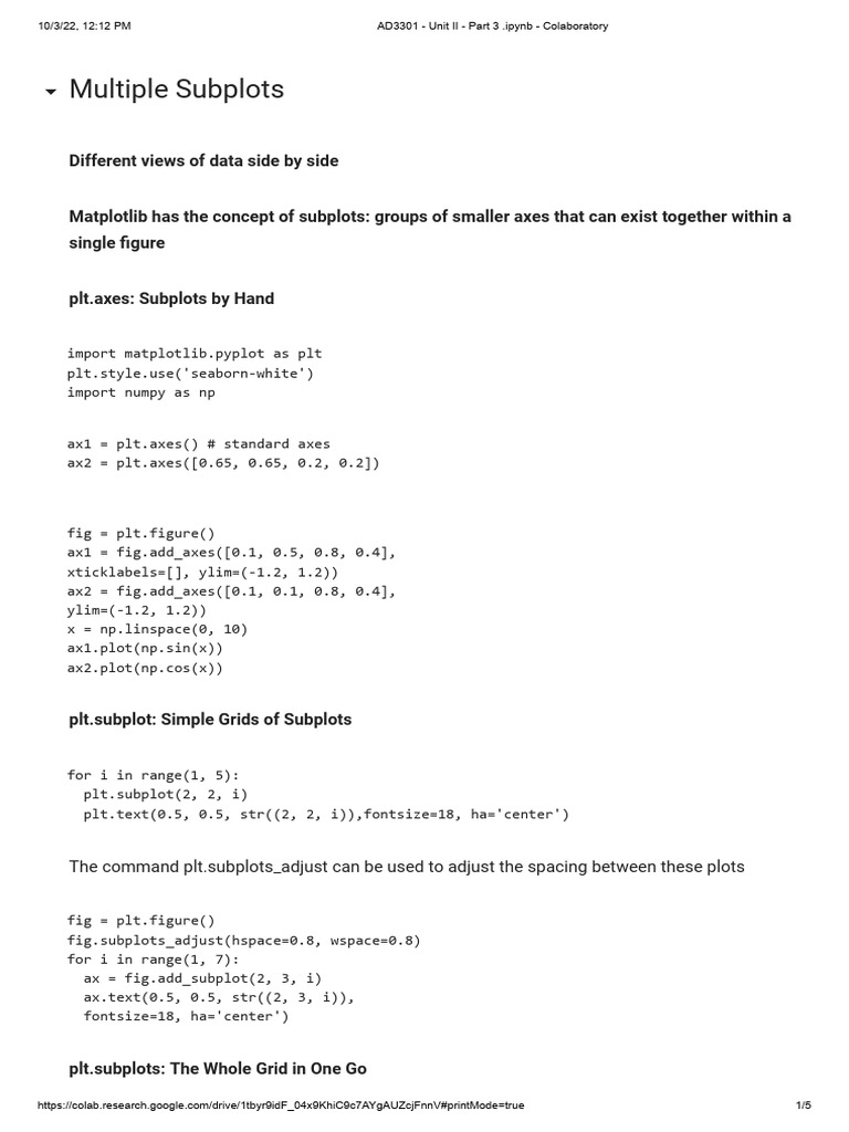 Matplotlib Subplots Guide | PDF | Chart | Software Development