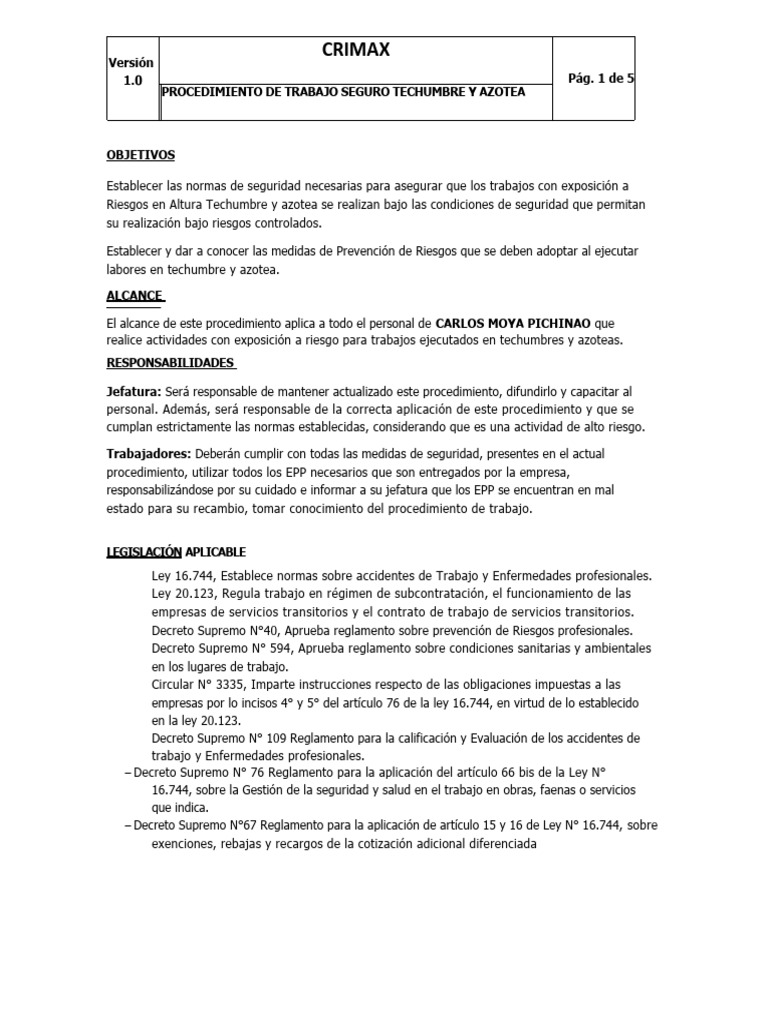 PTS - Techumbre Word | PDF | La seguridad