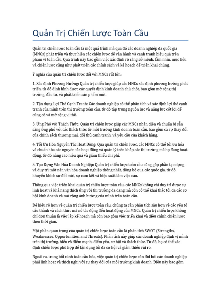 Quan Tri Chien Luoc Toan Cau-2 | PDF