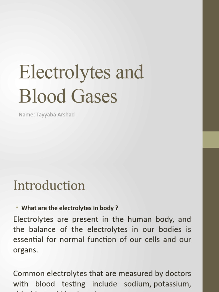 Understanding Electrolytes and Blood Gases | PDF | Electrolyte | Physiology