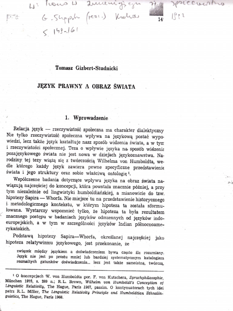 Jezyk Prawny A Obraz Swiata | PDF