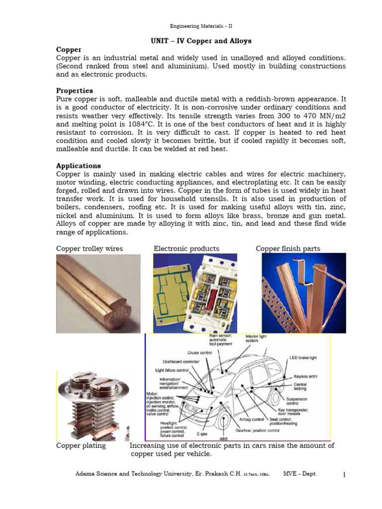Unit IV Copper Notes | PDF