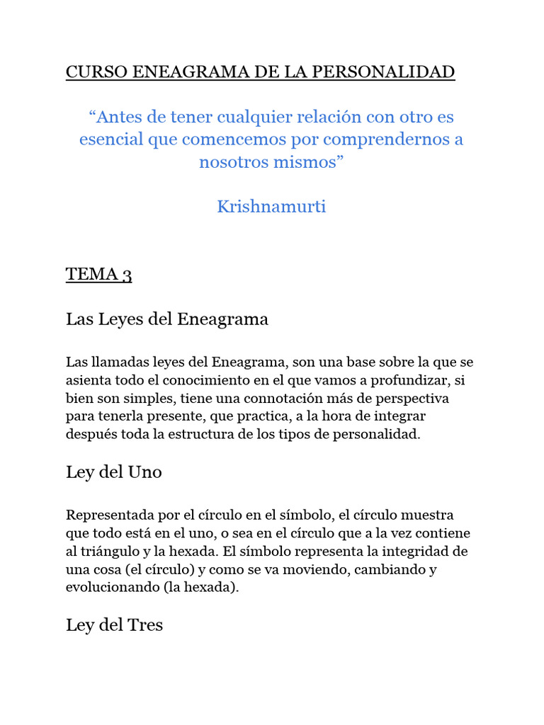 ENEAGRAMA - Tema 3 | PDF