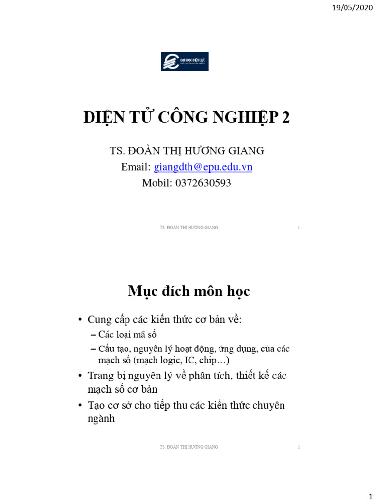 ĐIỆN TỬ CÔNG NGHIỆP 2 - C1 - to - SV | PDF