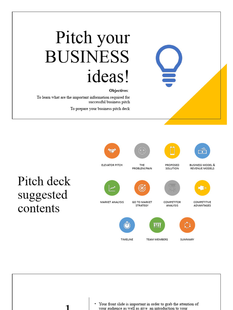 1) Pitch Your Business Idea | PDF | Market Segmentation | Revenue