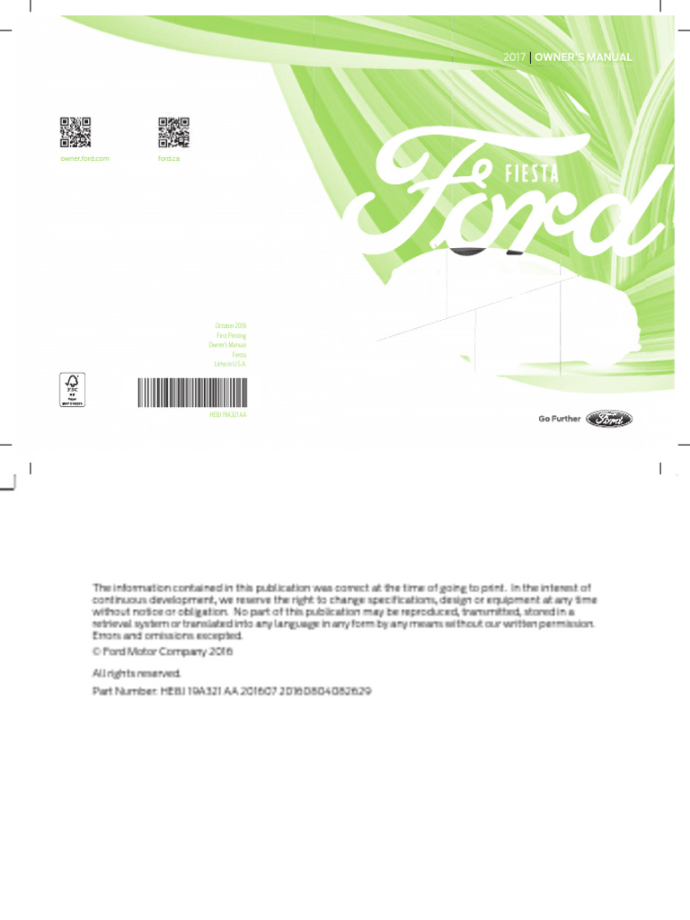 2017 Ford Fiesta Owners Manual Version 1 - Om - EN US EN CA - 10 - 2016 ...