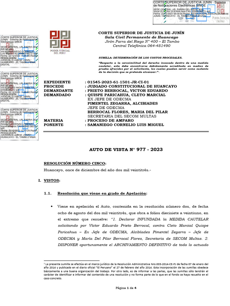 Amparo Contra Multa Del SECOM | PDF | Multa (pena) | Apelación