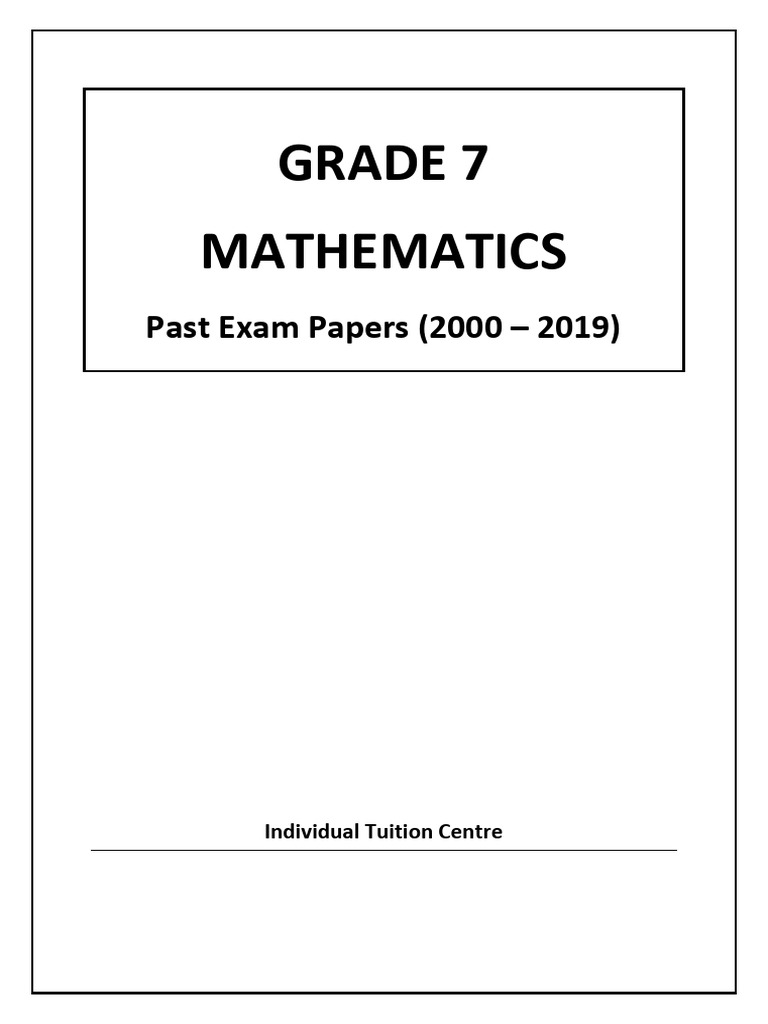 Grade 7 Maths Booklet (2000-2019) | PDF