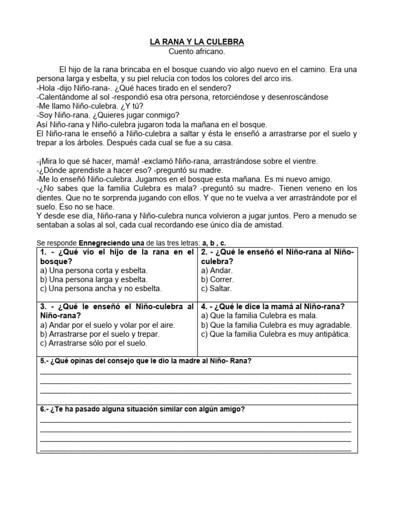 La Rana y La Culebra | PDF