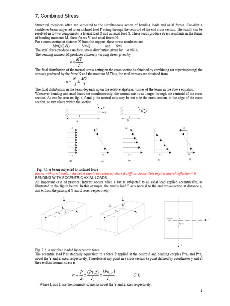 Ch. - 4 - Combined Stress | PDF | Bending | Beam (Structure)