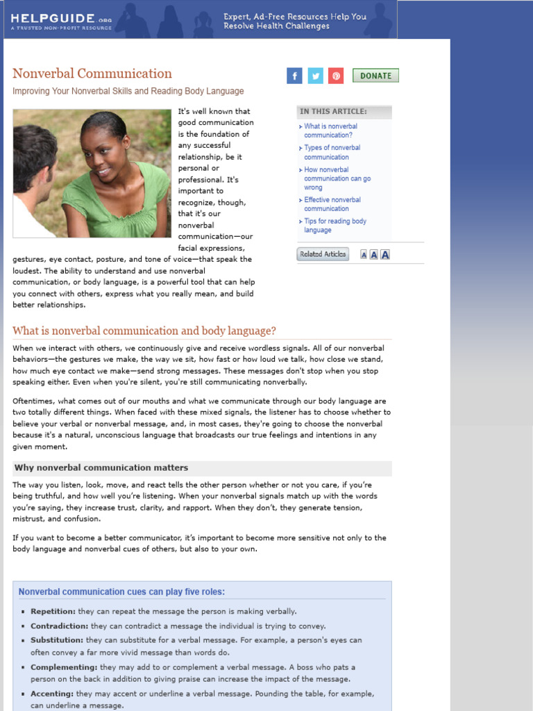 Nonverbal Communication Improving Nonverbal Skills & Reading Body ...