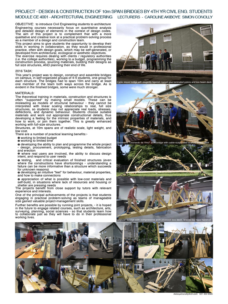 Live Struct Poster UCC2016 Bridges | PDF | Bridge | Design