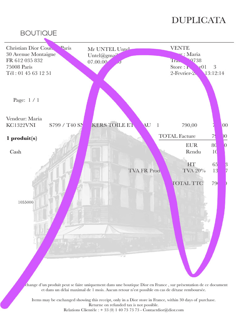 Facture Dior2 | PDF