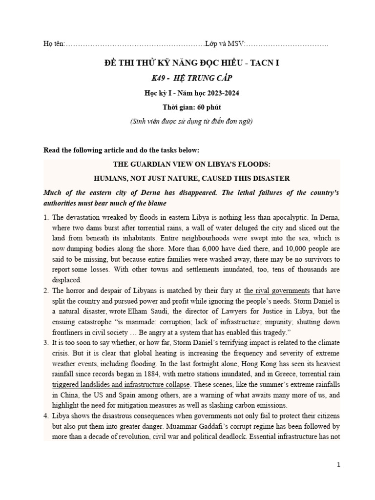 Libya Floods: Human-Caused Disaster Analysis | PDF | Khalifa Haftar | Libya