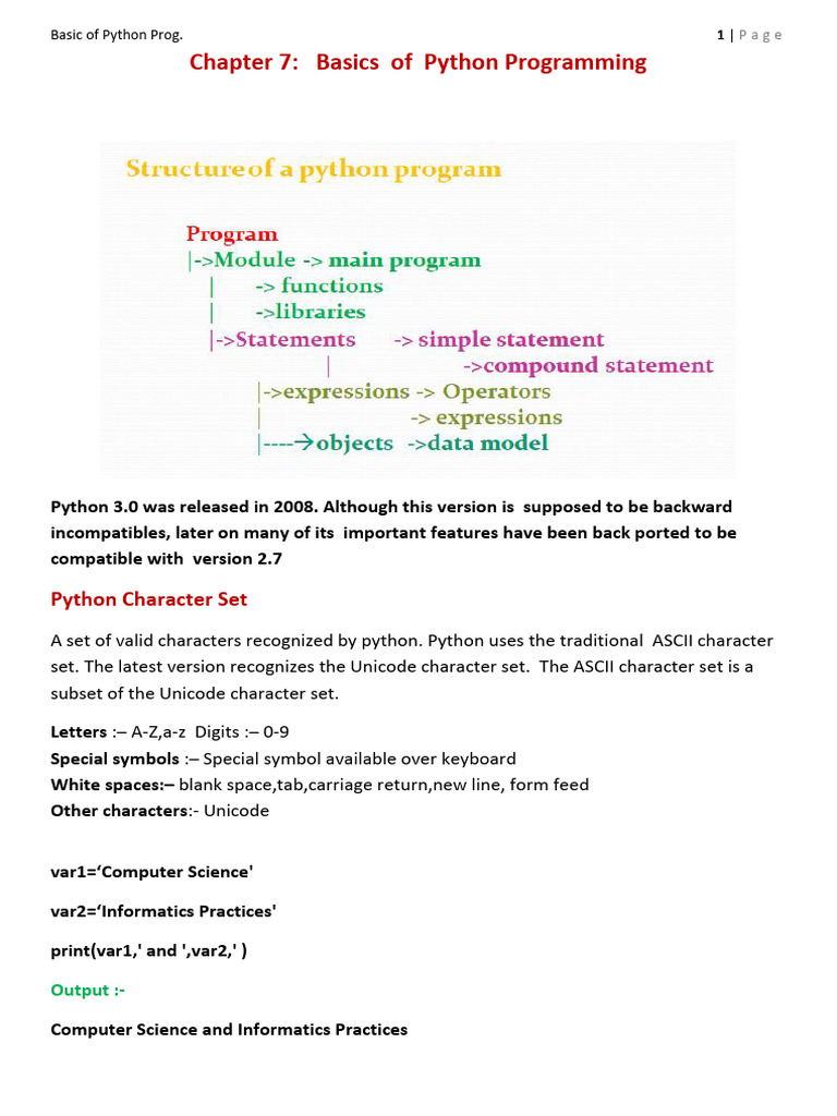 Class XI Ch7 | PDF | Variable (Computer Science) | Data Type