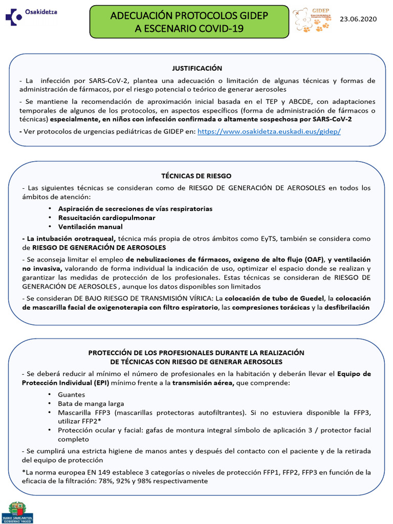 GIDEP Adecuacion Protocolos Covid E | PDF | Reanimación cardiopulmonar ...