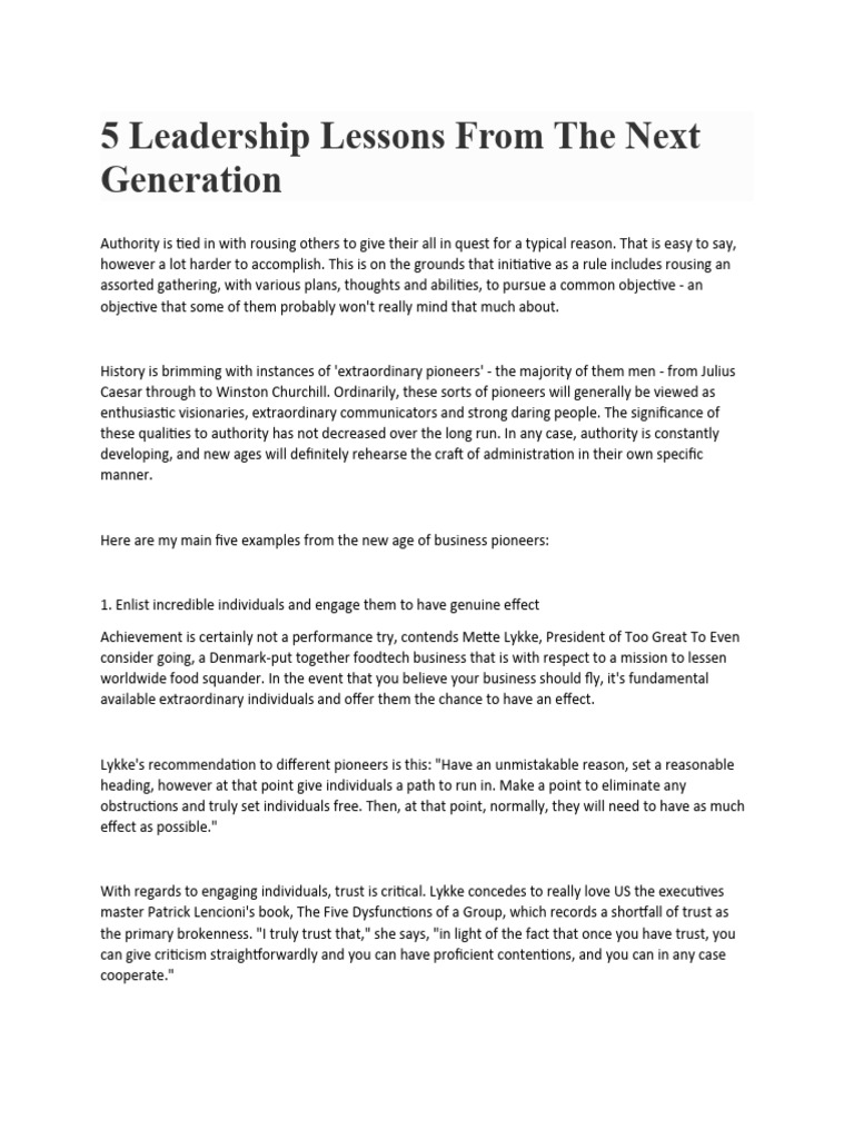 5 Leadership Lessons From The Next Generation | PDF | Artificial Intelligence | Intelligence (AI ...