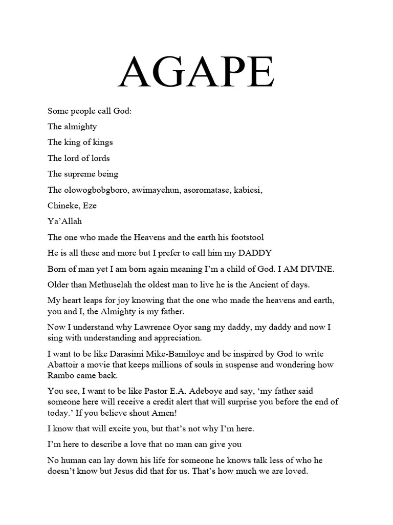 AGAPE... First Poetry | PDF | God | Heaven