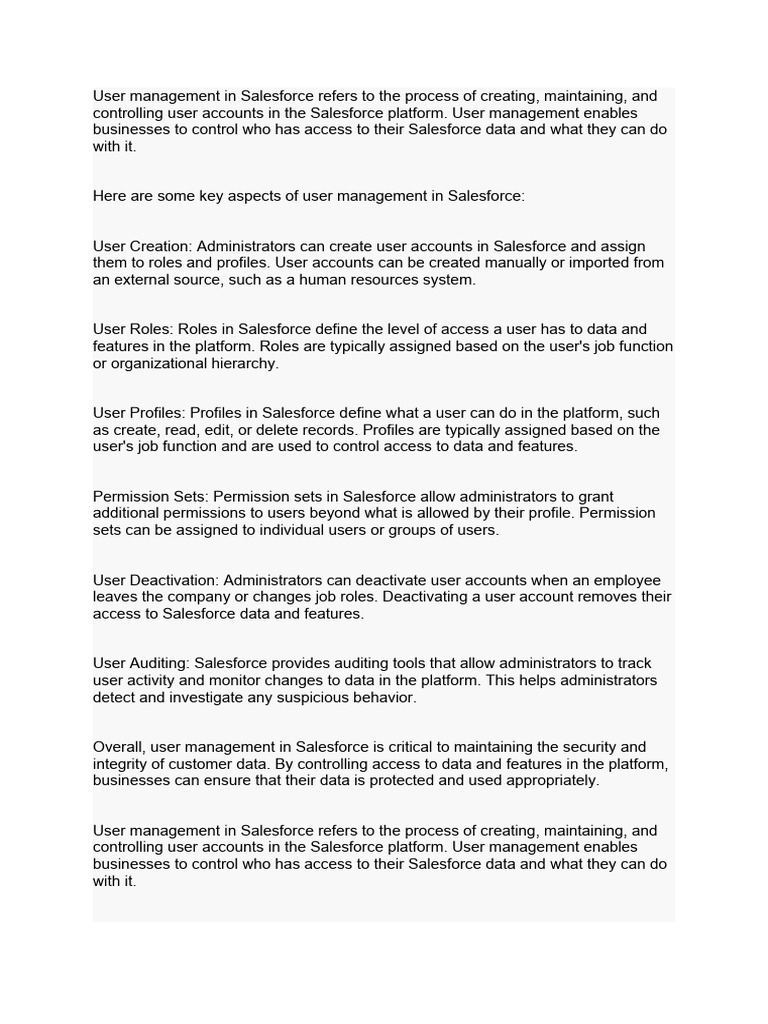 User Management in Salesforce | PDF